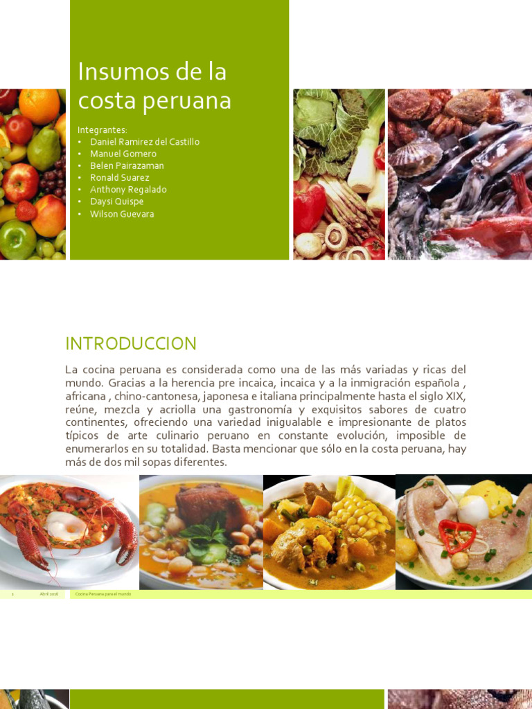 Insumos de la Cocina Peruana Costera | PDF | Mariscos | Alimentos