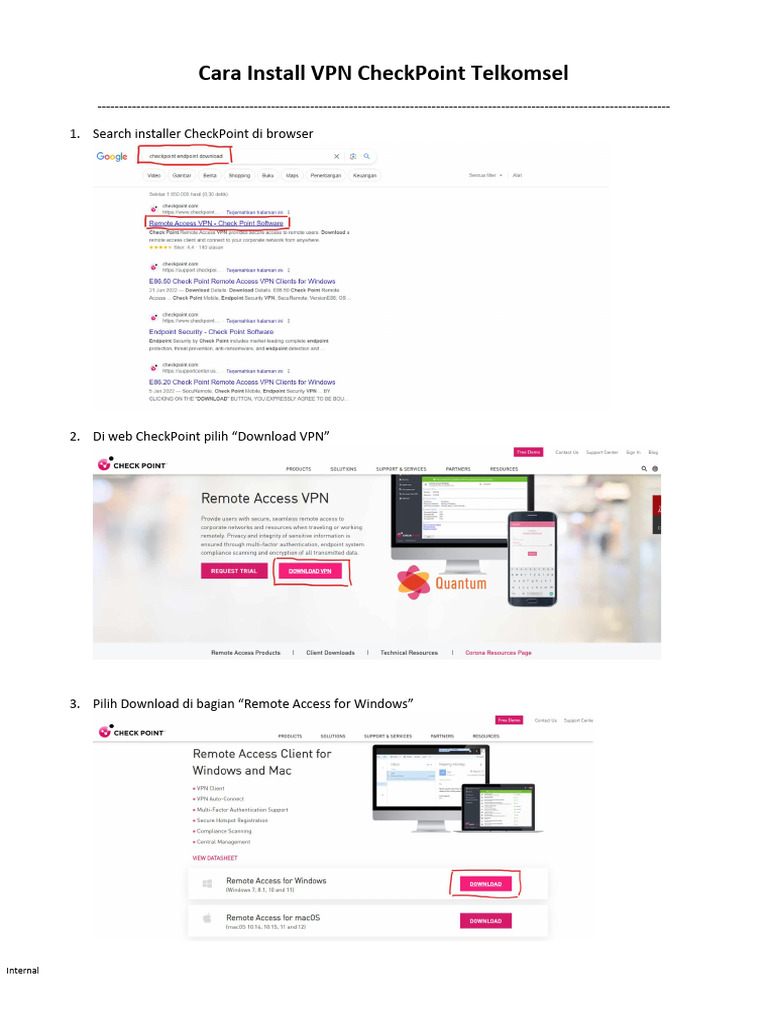 Cara Install VPN CheckPoint Telkomsel 01072023 | PDF | Pengelolaan ...