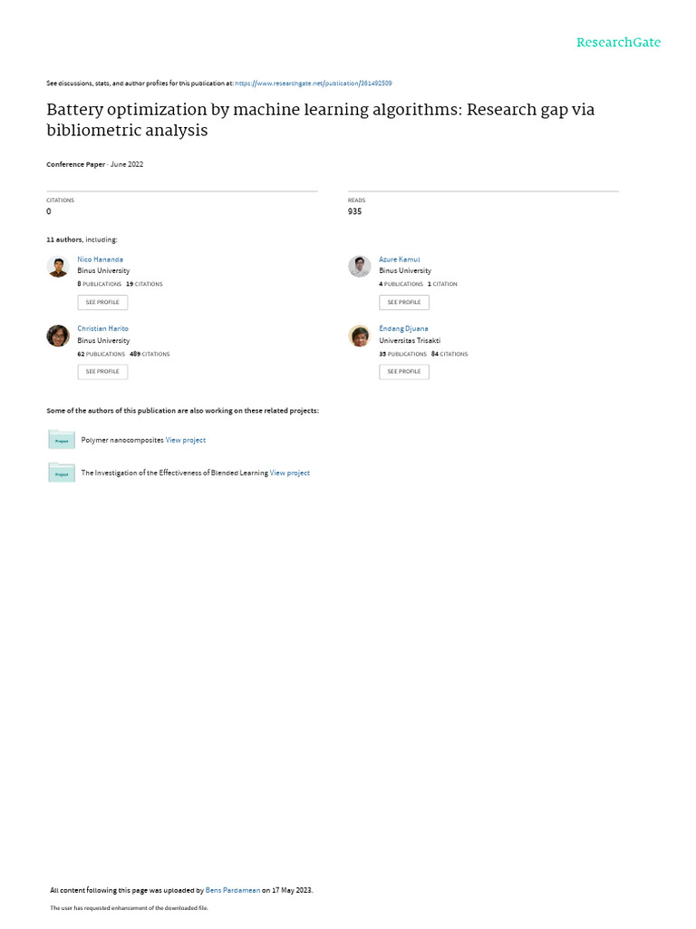 Machine Learning in Battery Optimization | PDF | Machine Learning ...