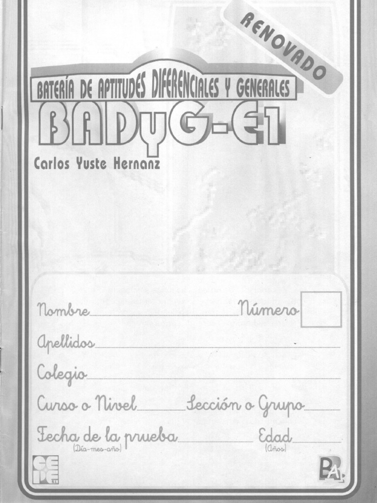 Cuadernillo de Respuestas BADyG 1 | PDF