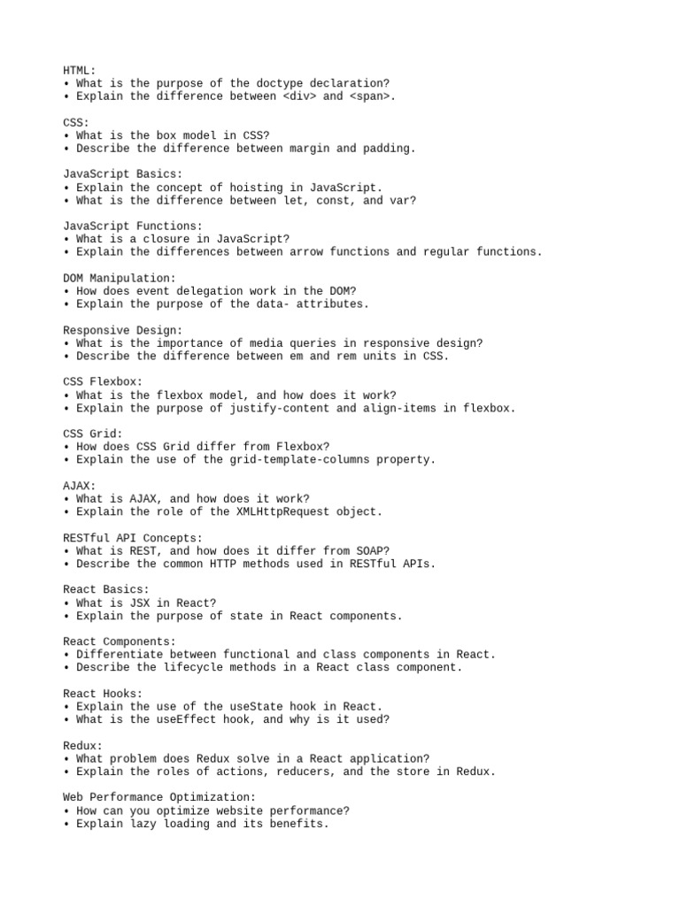 Frontendinterview Pdf Java Script Ajax Programming