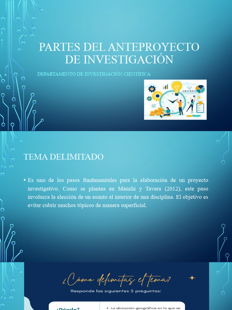 Partes del anteproyecto de investigación | PDF | Teoría | Diseño