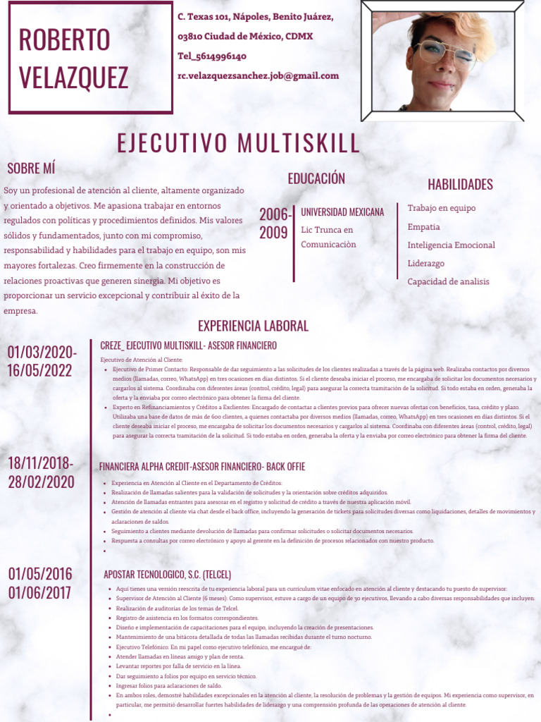 Roberto CV | PDF | Servicio al Cliente | Business