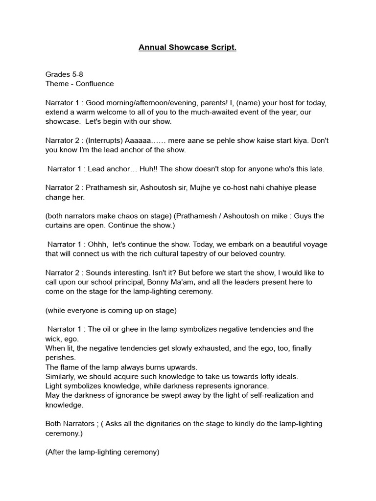 Annual Showcase Script | PDF | Dances | Performing Arts