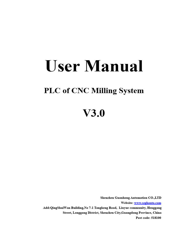 SZGH CNC Milling PLC User Manual | PDF | Programmable Logic Controller ...