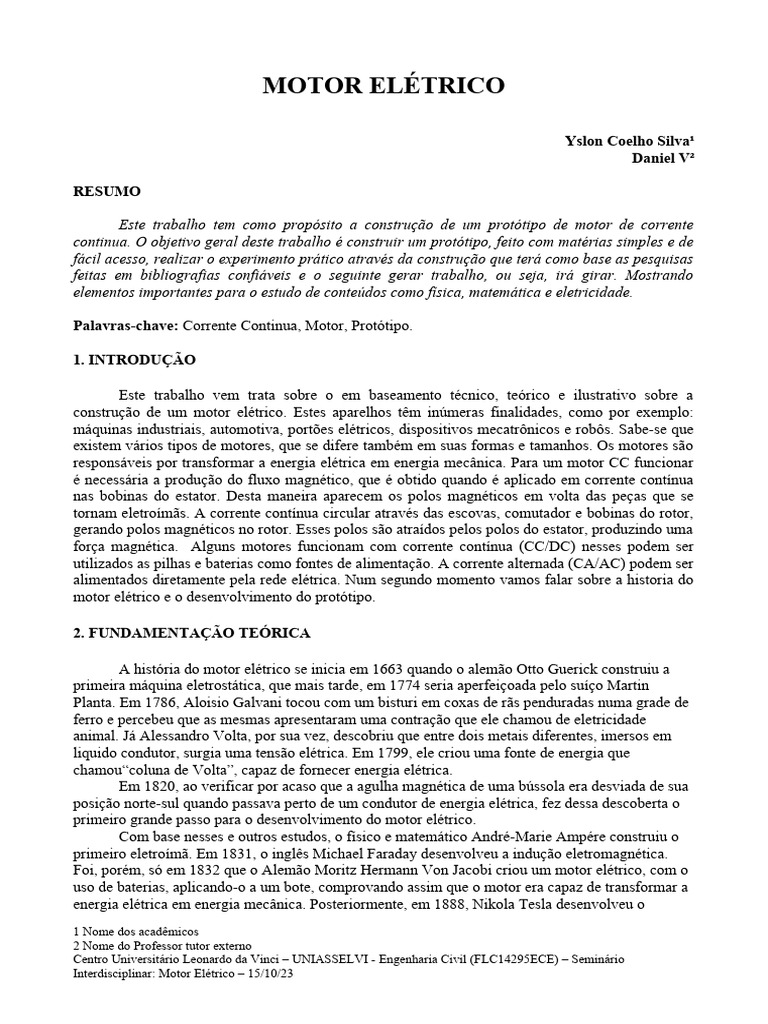 Template - Motor Eletrico | Download grátis PDF | Motor elétrico ...