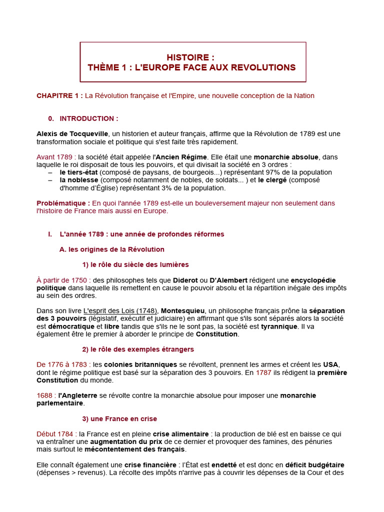 Histoire Thème 1 Chapitre 1 | PDF | Révolution française | Gouvernement