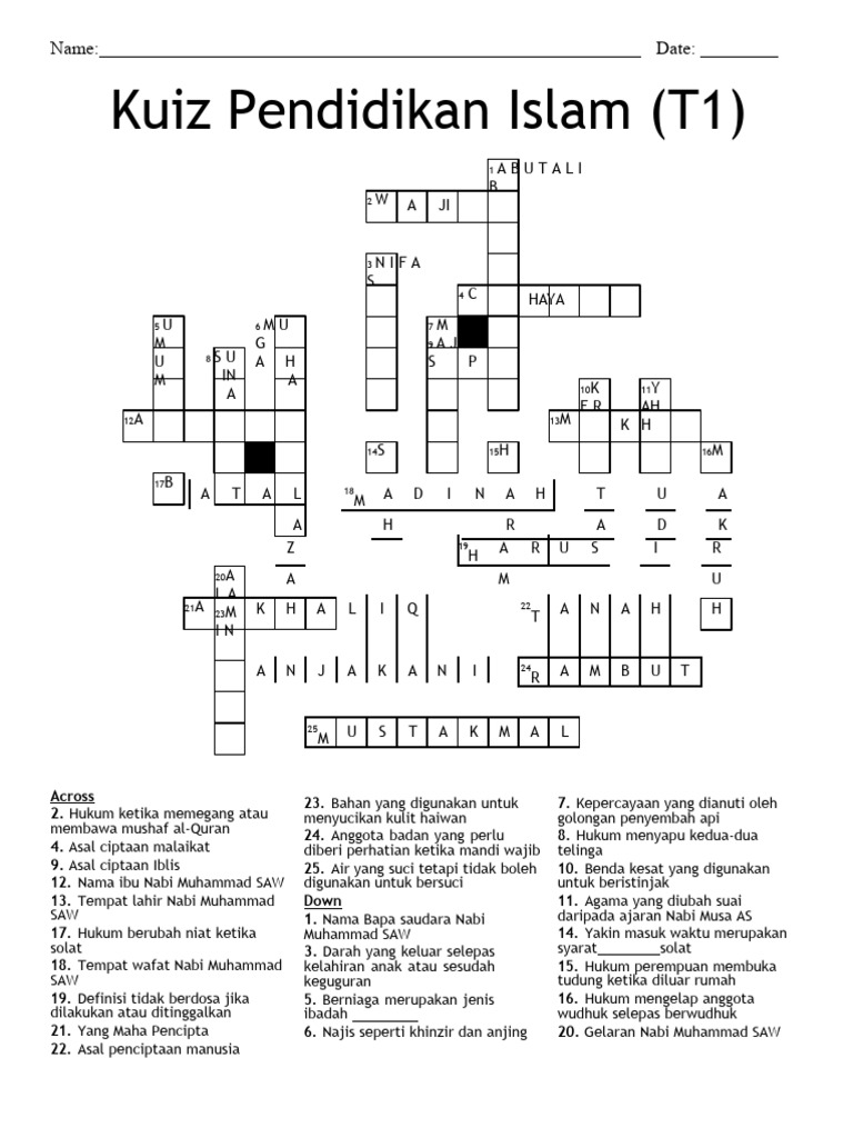 Kuiz Pendidikan Islam T1 Answer Key | PDF