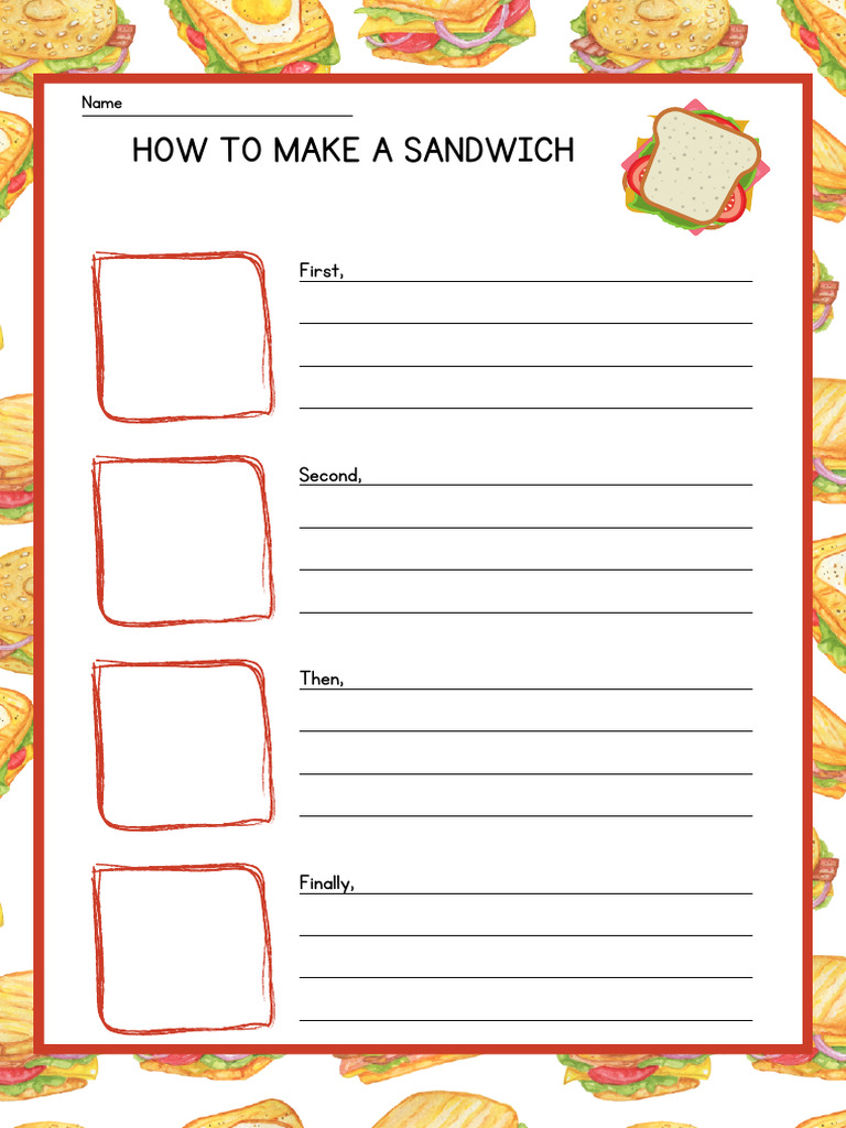 How to Make a Sandwich Worksheet (Inglés) | PDF