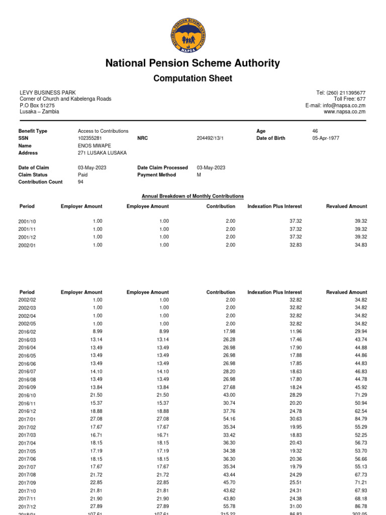 Claim Computation Sheet | PDF | Government Finances | Pension