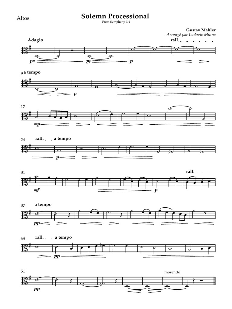 mahler Solemn Processional Symphony n4 - Altos | PDF