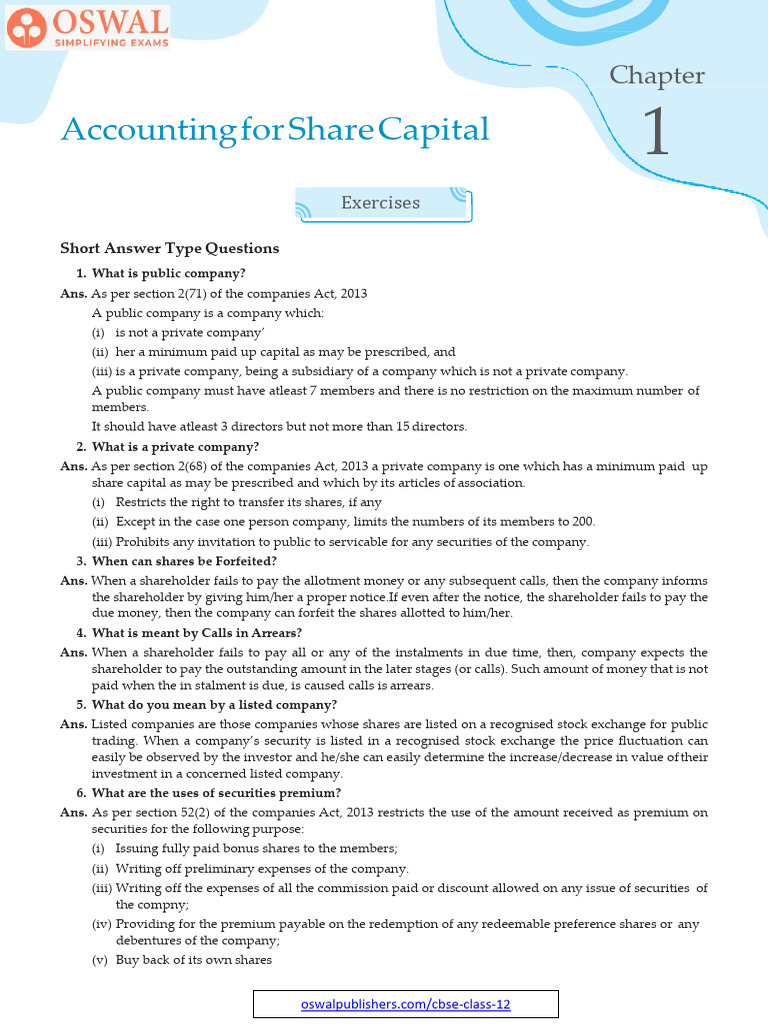 Accounting For Share Capital | PDF | Preferred Stock | Dividend