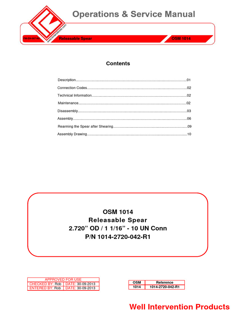 OSM Releasable Spear 1014-2720-042-R1 | PDF | Screw | Metalworking