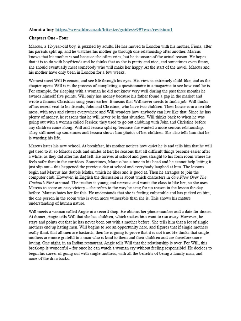 About a Boy: Chapters 1-8 Summary | PDF | Kurt Cobain