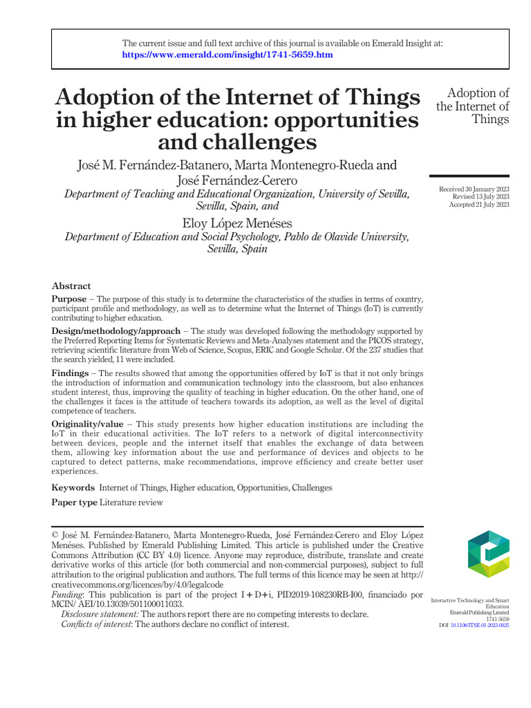 10 1108 - Itse 01 2023 0025 | PDF | Internet Of Things | Systematic Review