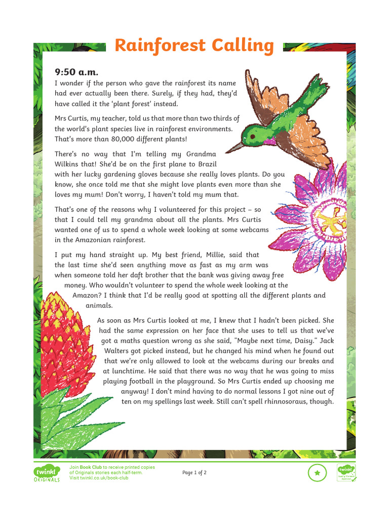 Rainforest Calling Comprehension Guide | PDF