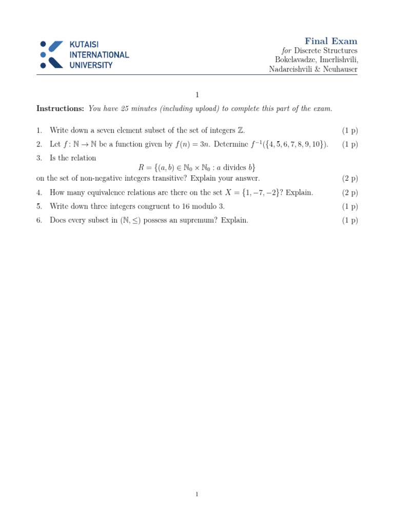 DS Final Sample | PDF | Mathematical Concepts | Discrete Mathematics