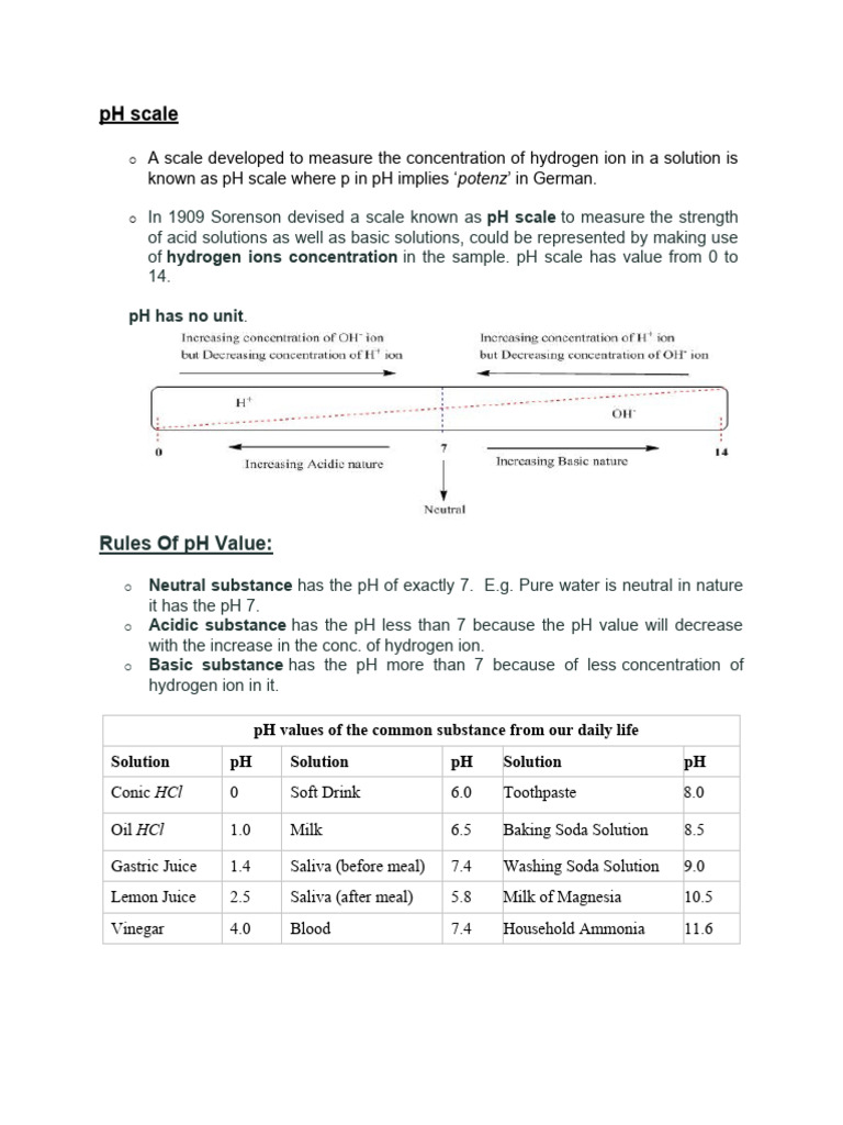 PH Scale: Rules of PH Value | PDF | Ph | Acid