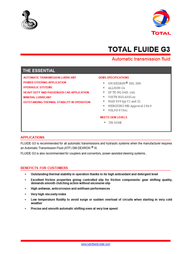 Olej TOTAL FLUIDE G3 | PDF | Liquids | Automotive Technologies