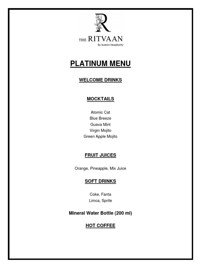 Menu Banquet Hall - Platinum | PDF | Salad | Indian Cuisine