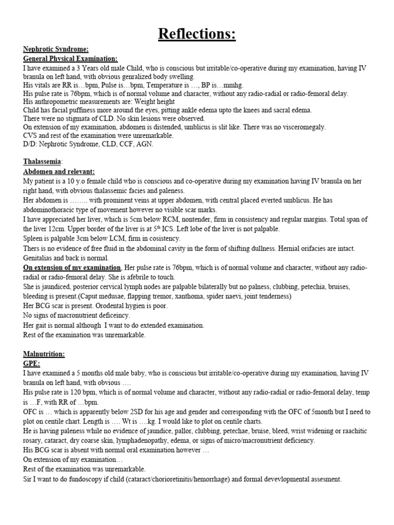 Reflections | PDF | Medical Specialties | Clinical Medicine