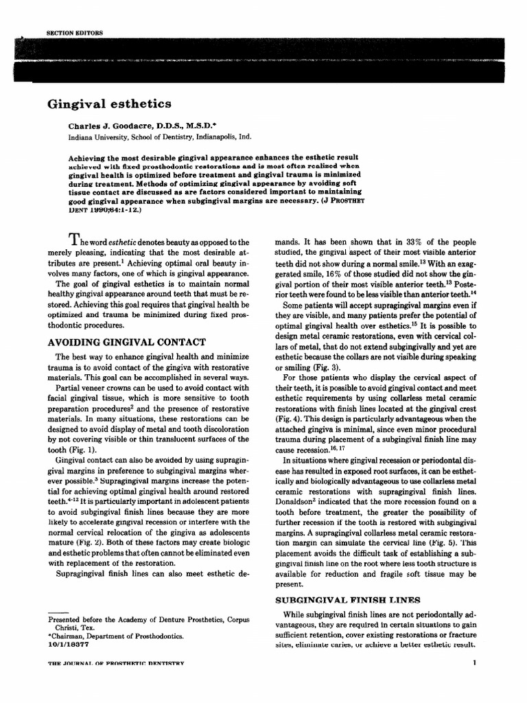 Goodacre 1990 | PDF | Periodontology | Dentistry