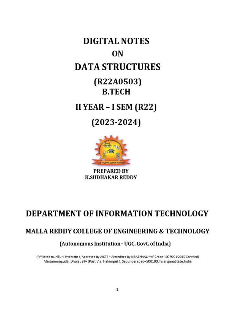 It R22 Data Structures Digital Notes Pdf Inheritance Object Oriented Programming Class