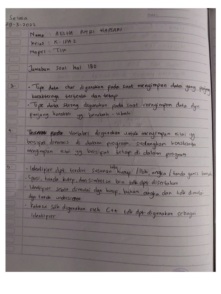 Tugas Tik Aesha Putri Hapsari X Ipa 2 Hal 180 | PDF