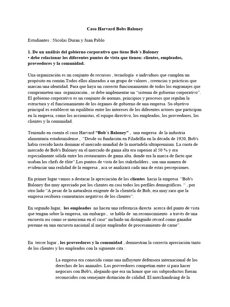 Caso Harvard Bobs Baloney | PDF | Business | Marketing Caso Harvard Bobs Baloney | PDF | Business | Marketing