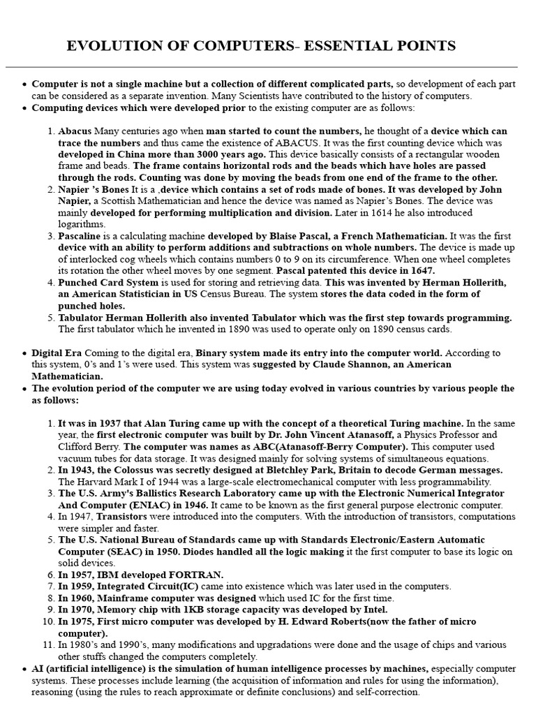 Evolution of Computers | PDF | Office Equipment | Computer Engineering