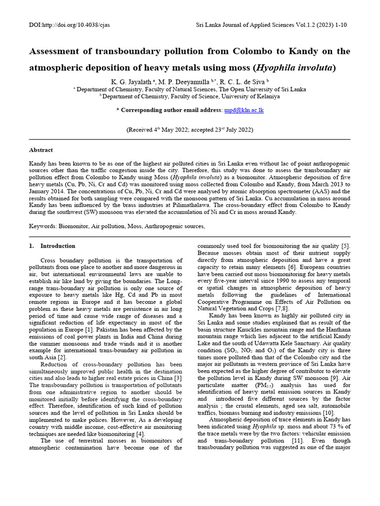Transboundary Paper To SLoAS 2023 | PDF | Air Pollution | Particulates