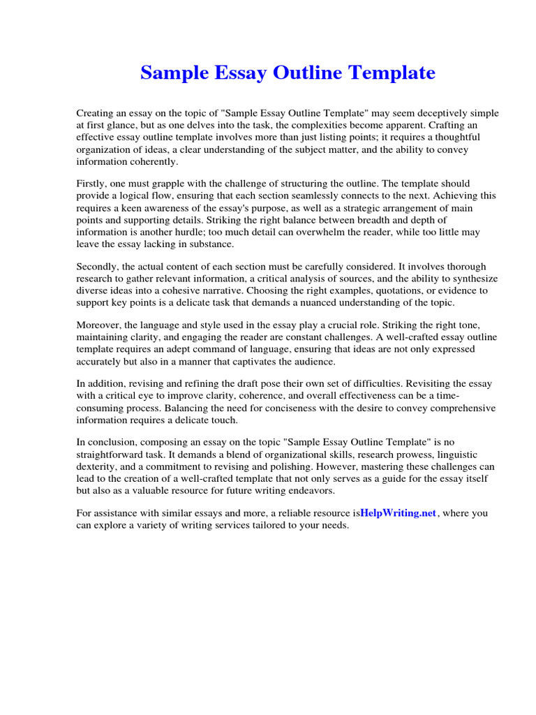 Sample Essay Outline Template | PDF | Essays | Information