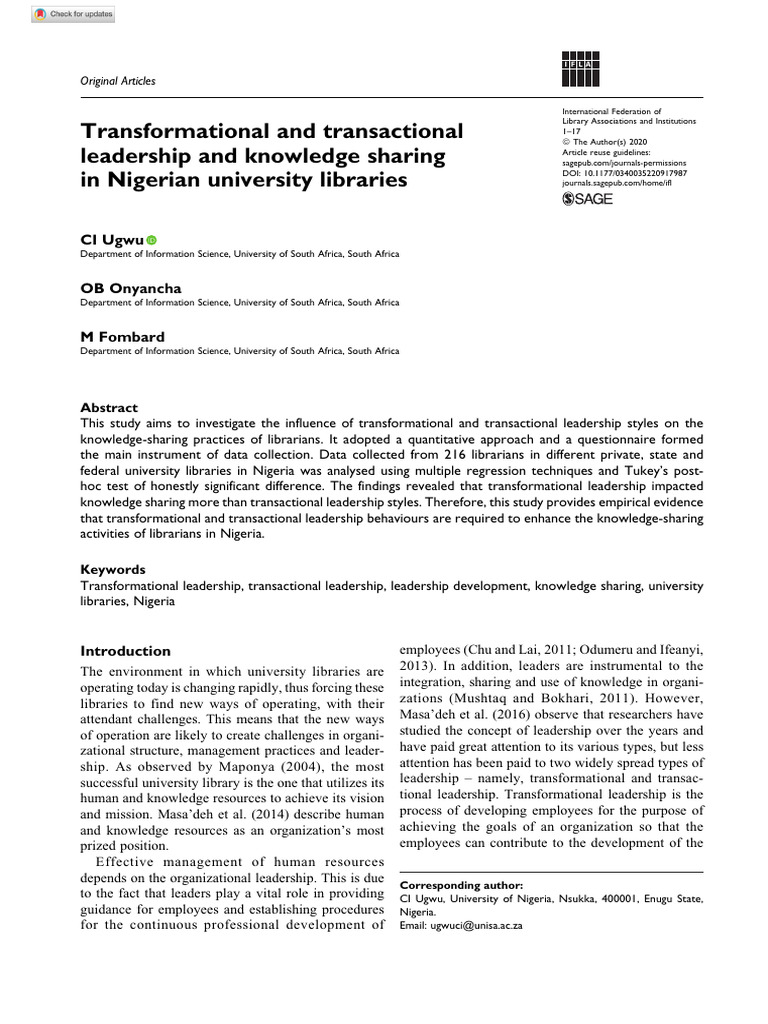 Transformational Leadership | PDF | Leadership | Transformational Leadership