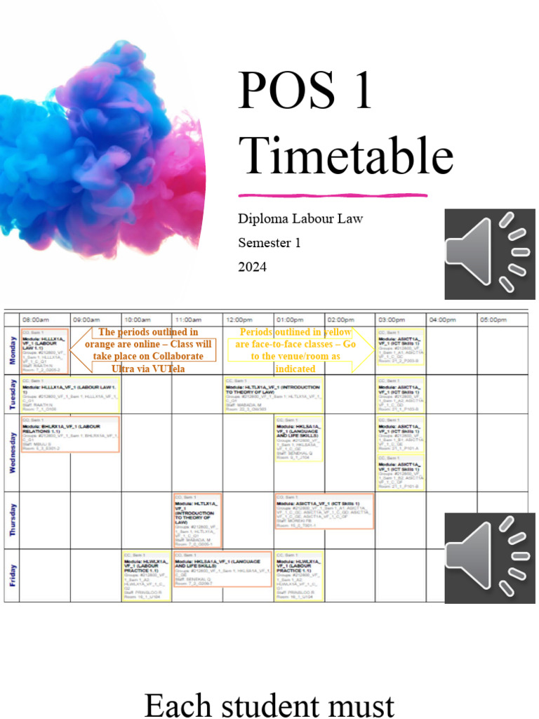POS 1 Timetable 2024 | PDF