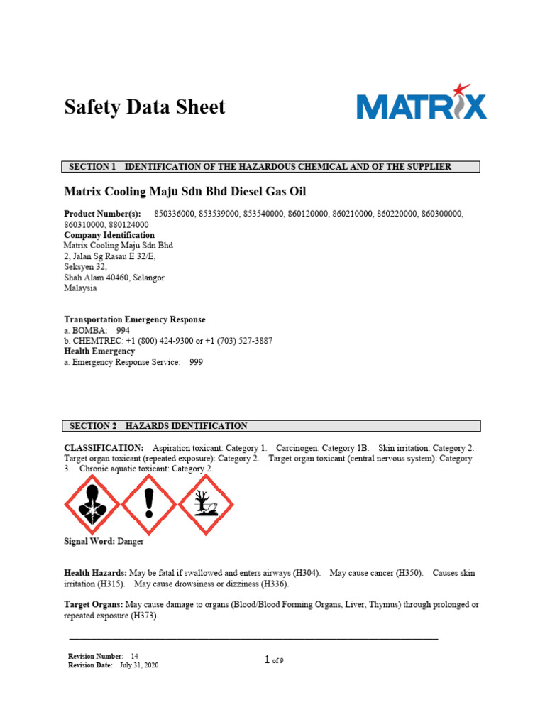 Matrix - Sds Diesel | Download Free PDF | Fuel Oil | Oil