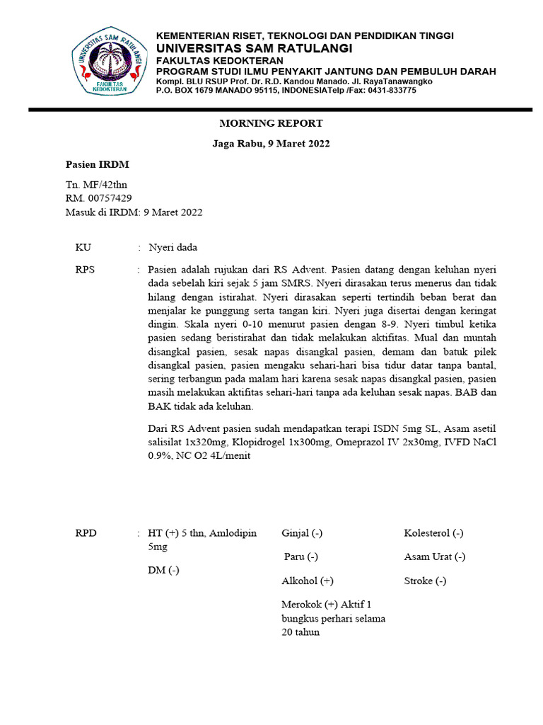 MR 9-3-2022 Stemi Anteroseptal | PDF