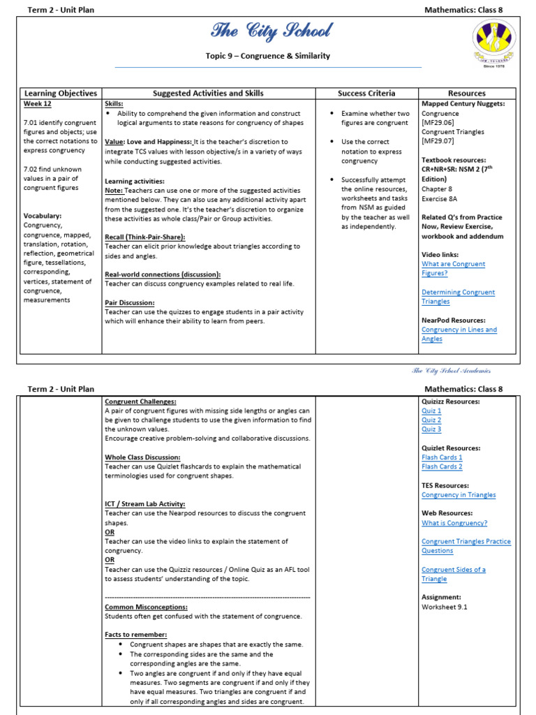 Congruence and Similarity in Grade 8 | PDF | Shape | Triangle