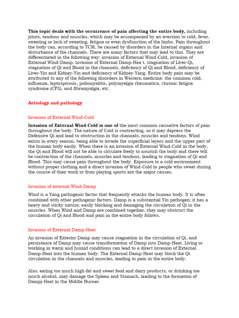 Causes and Treatments for Body Pain | PDF | Pain | Acupuncture