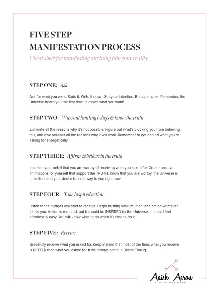 2.1 Manifestation Cheat Sheet | PDF