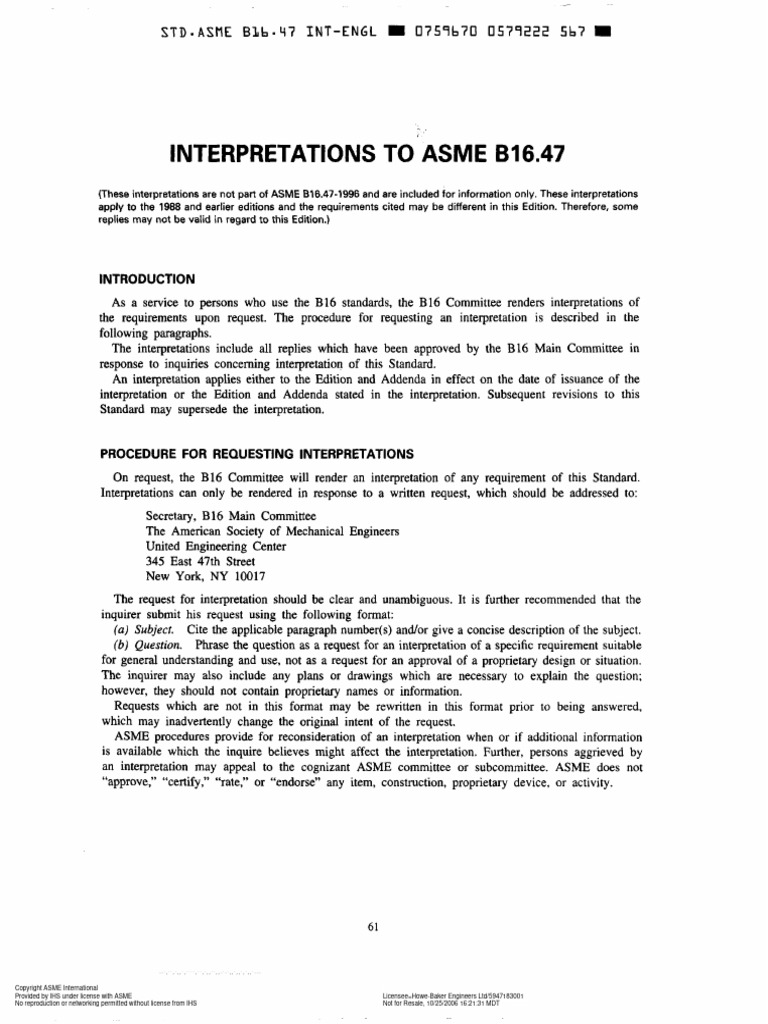 Asme b16.47 Interpretations 1996 | PDF