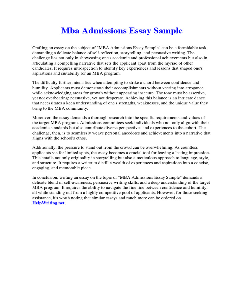 MBA Admissions Essay Guide | PDF | Career & Growth | Self-Improvement