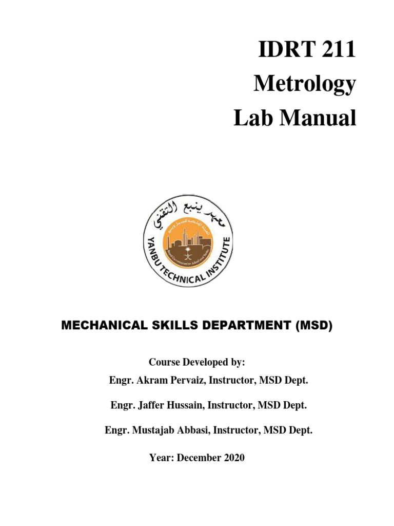 Idrt 211 Metrology Lab - 2023 | PDF | Metrology | Tools