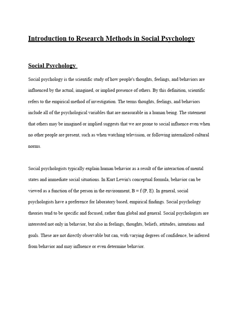 Introduction To Social Research Methods | PDF | Social Psychology ...