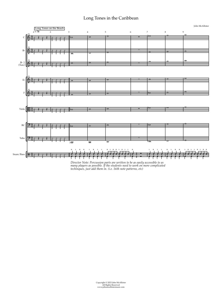 Long Tones in The Caribbean - Score Parts | PDF