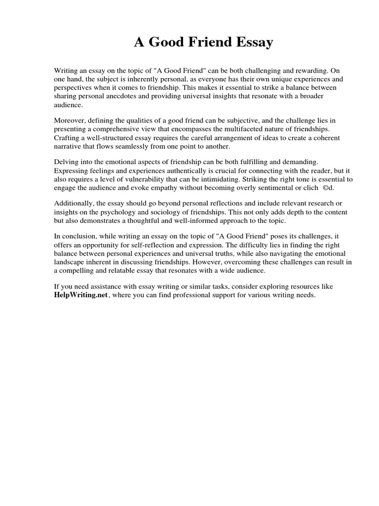 A Good Friend Essay | PDF