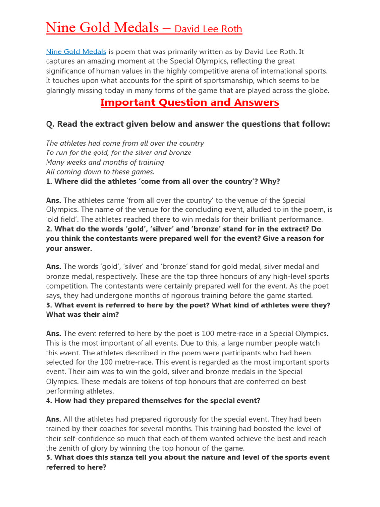 REVISION-Nine Gold Medals | PDF | Empathy | Sports