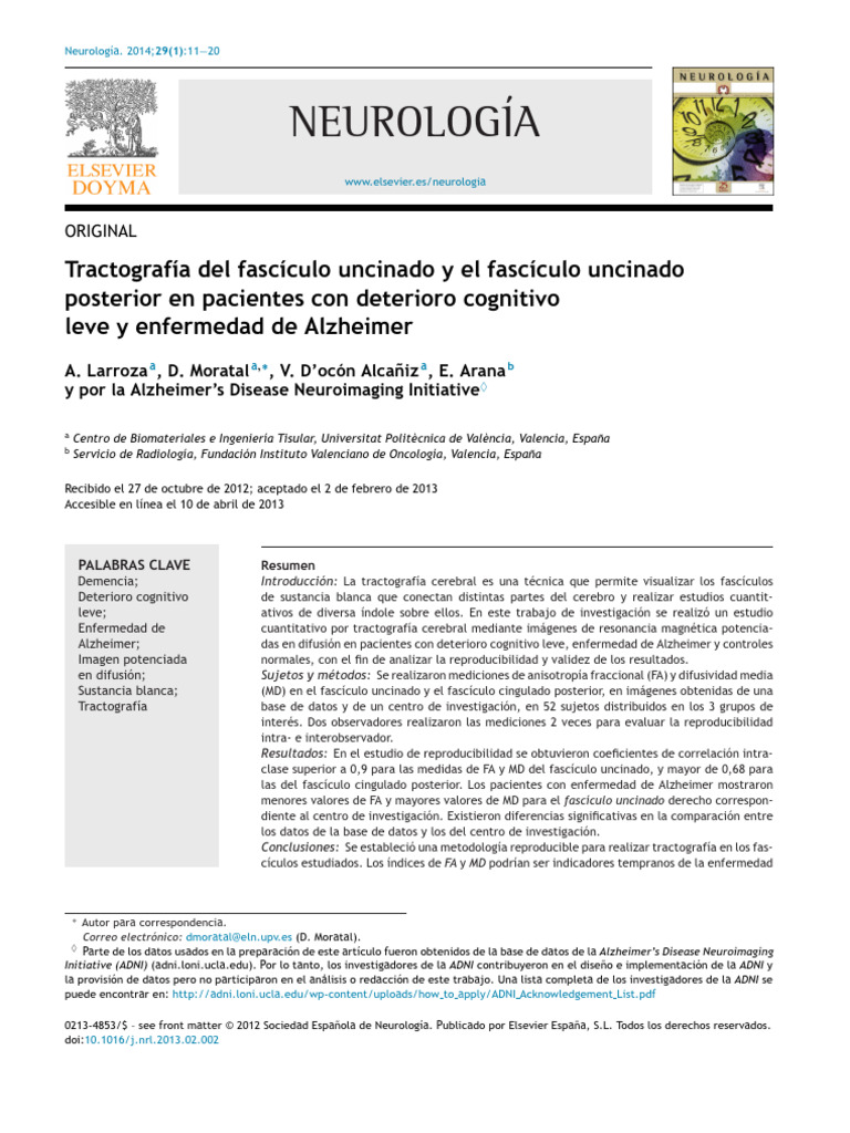 Tractografía Del Fascículo Uncinado y El Fascículo Cingulado Posterior ...