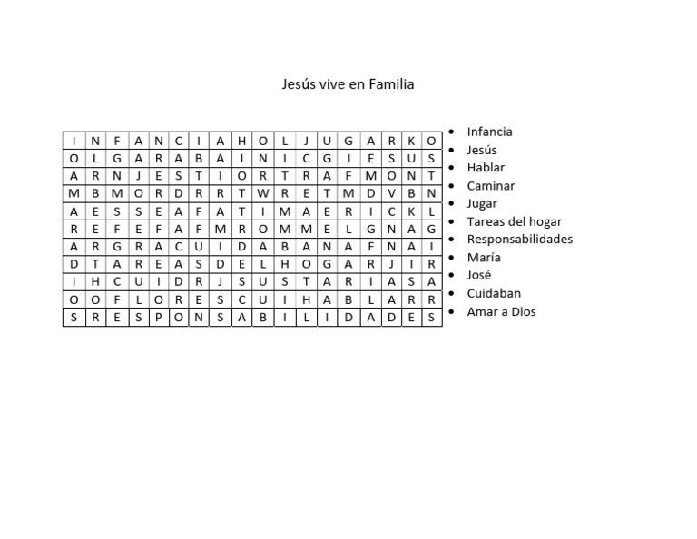Crucigrama Jesús Vive en Familia | PDF