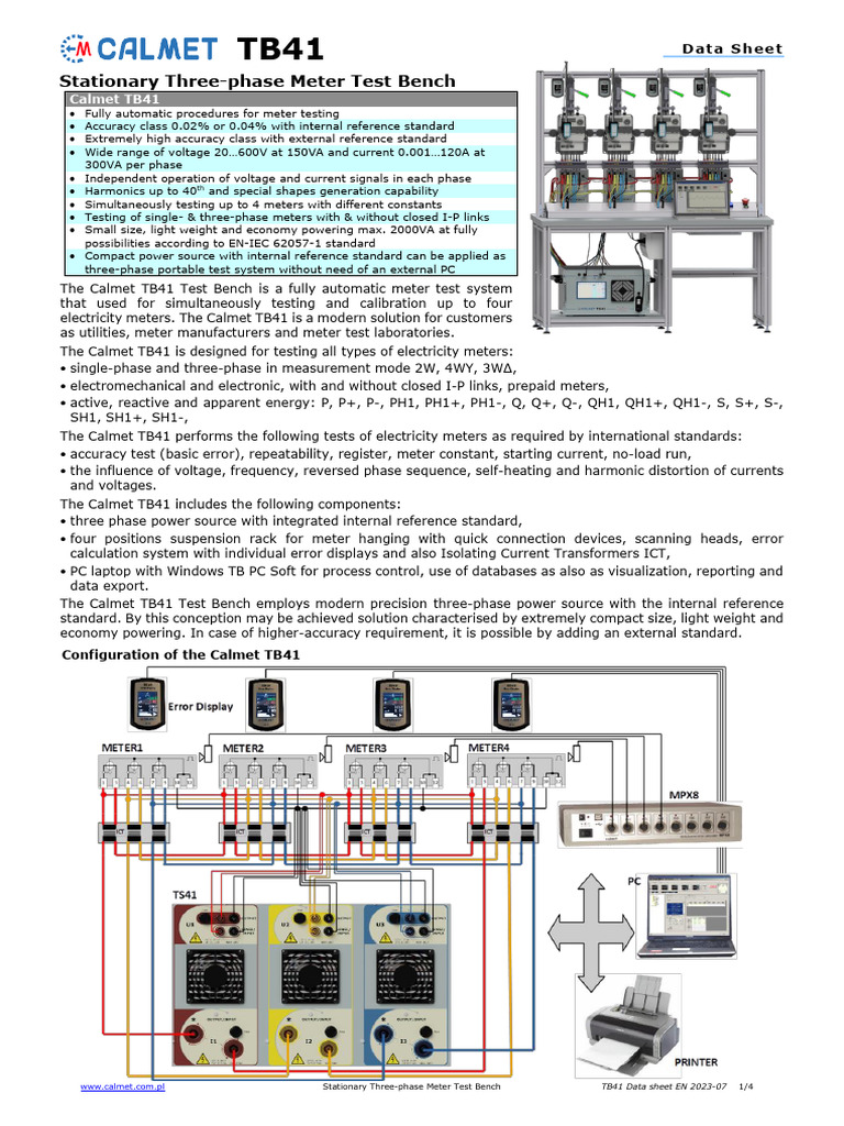 TB41 Four Position Meter Test Bench For Smart Meters Data Sheet EN 3 ...