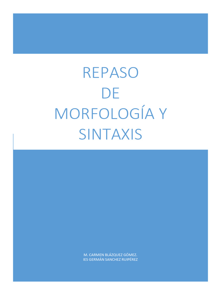 Cuadernillo de Repaso de Morfología y Sintaxis (1) | PDF | Verbo | Asunto (gramática)